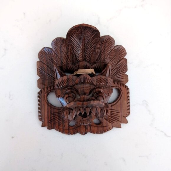 Hand Crafted | Accents | Vintage Mask Barong Wood Wall Carved Art ...